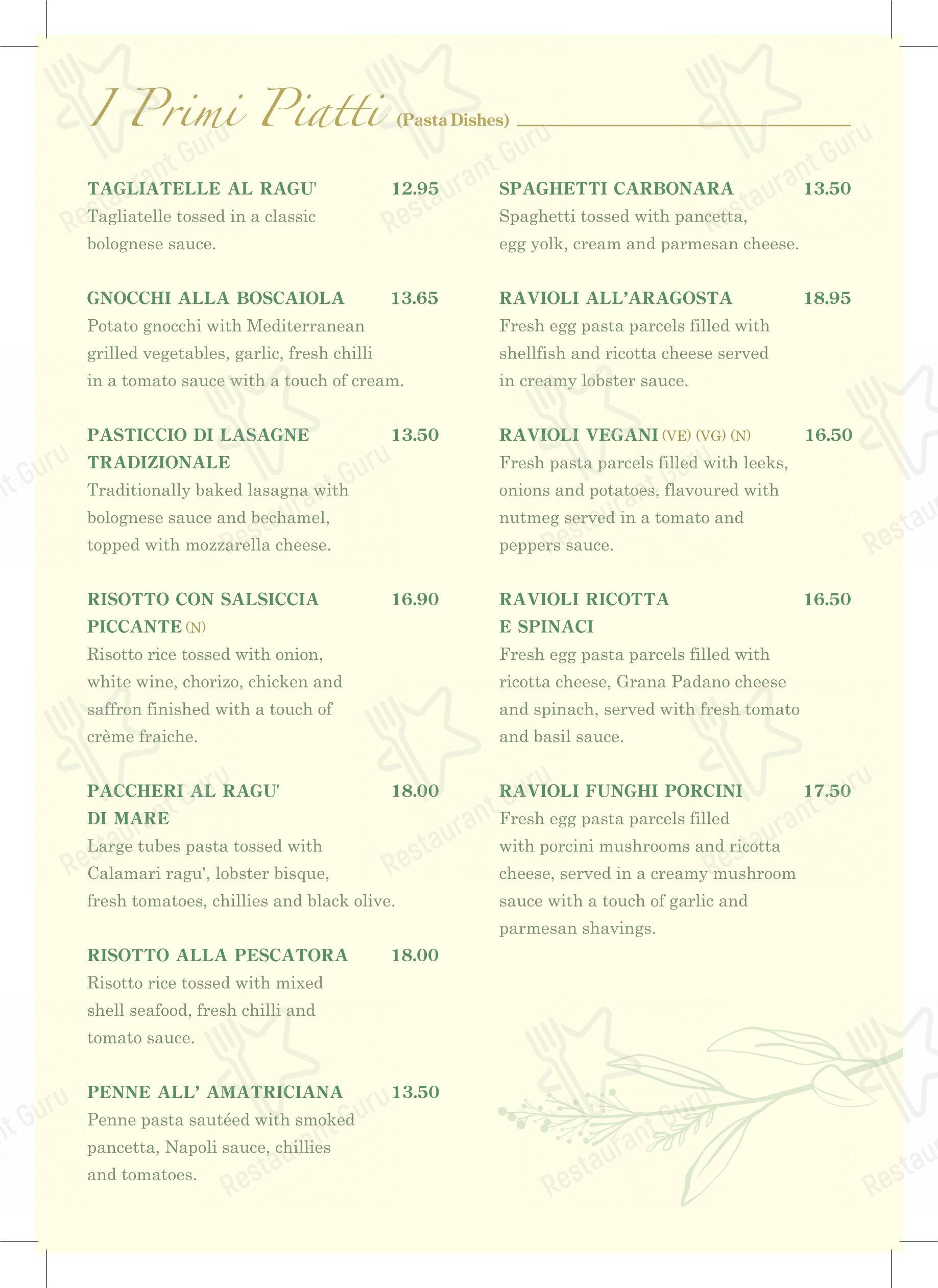 Menu at Capri Mirfield restaurant, Mirfield