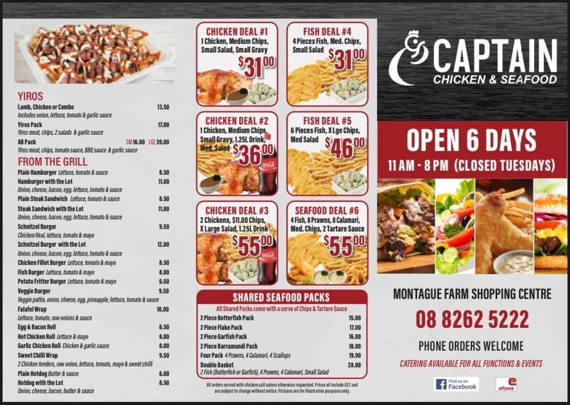 Menu at Captain Chicken & Seafood Pooraka fast food, Pooraka