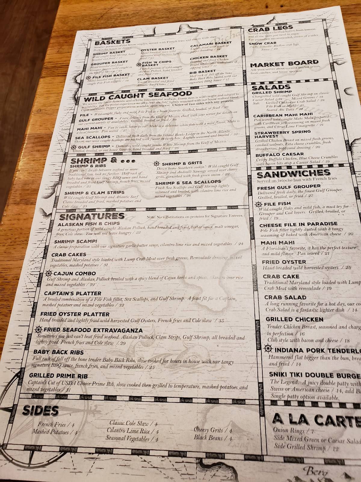 Menu at Captain Curt's Crab & Oyster Bar, Sarasota, Old Stickney Point Rd