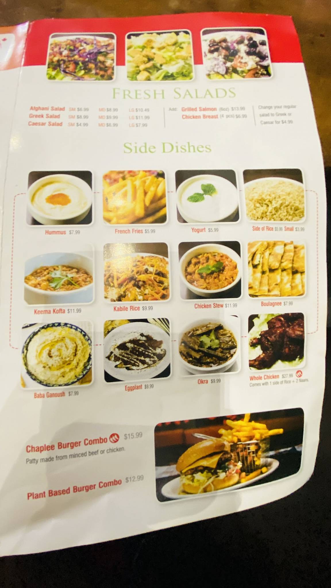 Menu at Caravan Kabob restaurant, Brampton