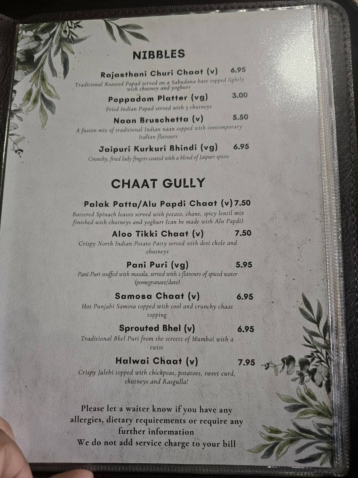 Menu at Caraway restaurant, Ilford