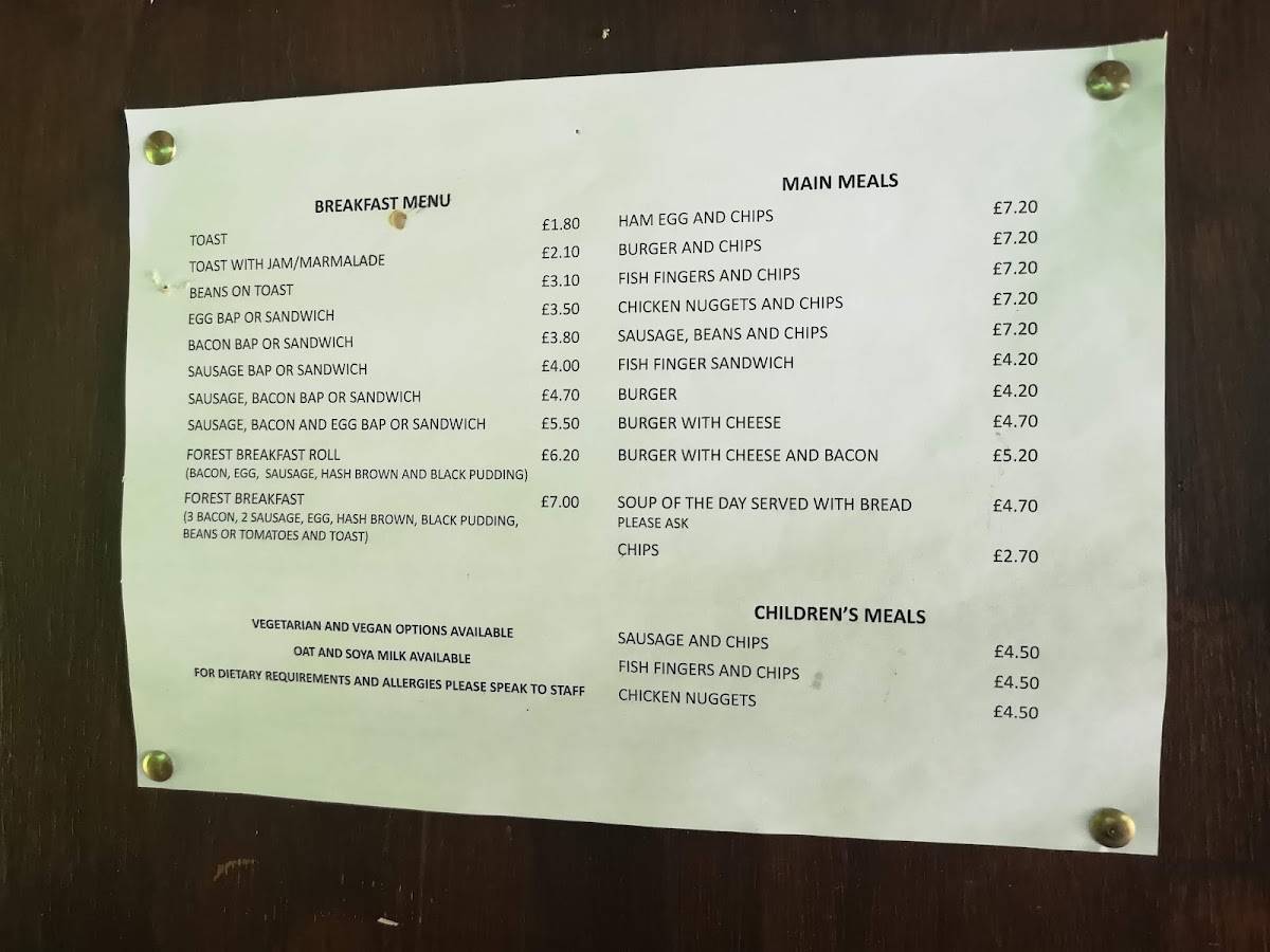Menu at Forest Cafe, Cardiff