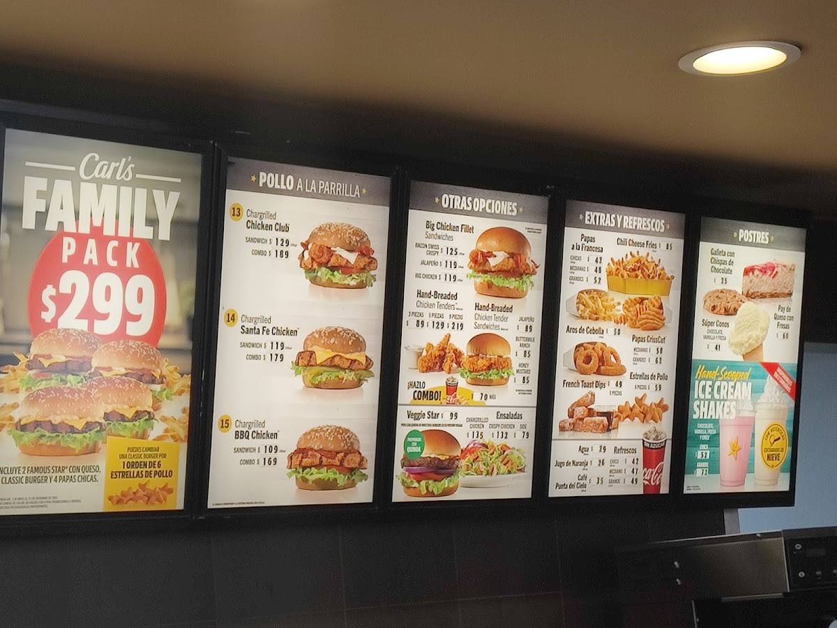 Carta del restaurante Carl's Jr., Monterrey, Av. Gonzalitos Sur No. 501