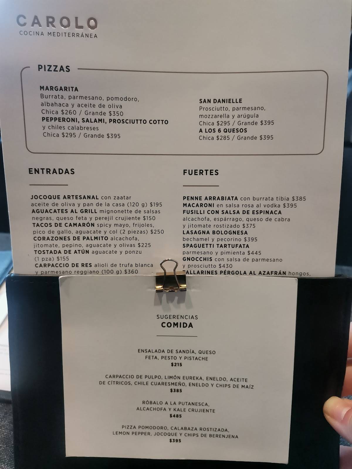 Carta del restaurante Carolo Plaza Carso, Ciudad del México, C. Lago ...
