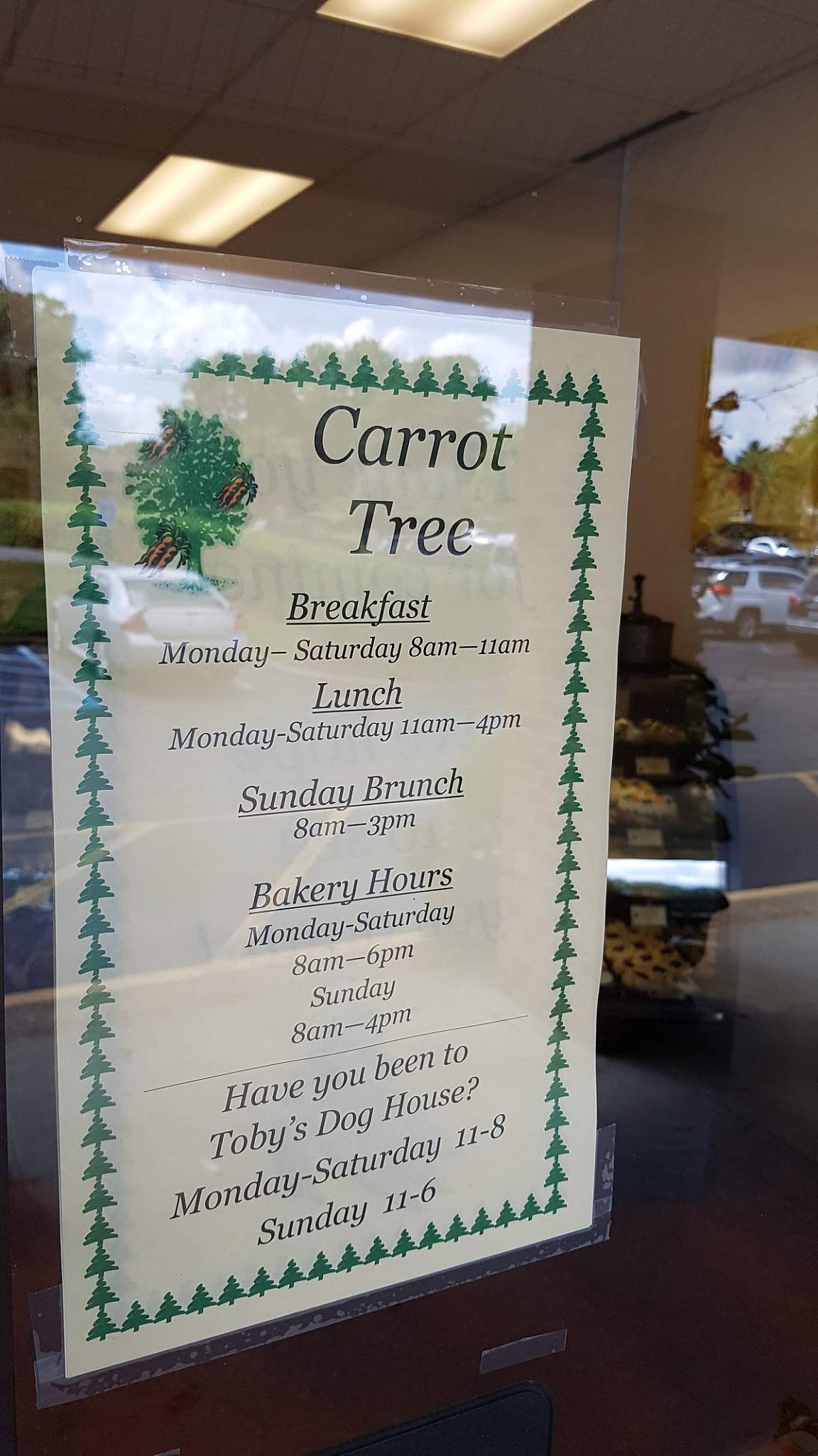 Menu at Carrot Tree Kitchens cafe, Williamsburg, Jamestown Rd