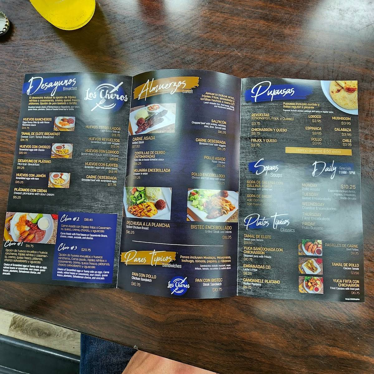Menu at Los Cheros Pupuseria restaurant, Gardena, Main St