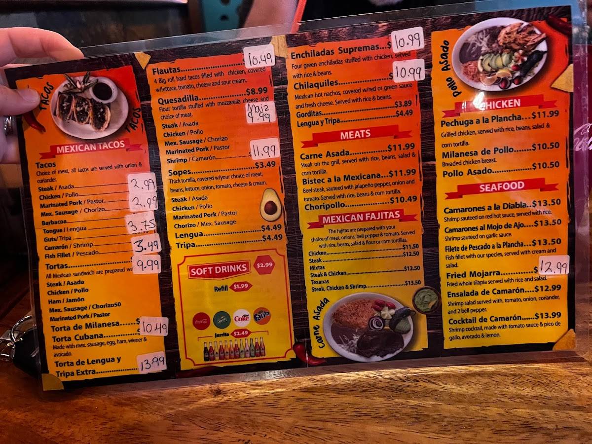 Menu at Taqueria La Reina restaurant, Emerson, 146 S S Tennessee St