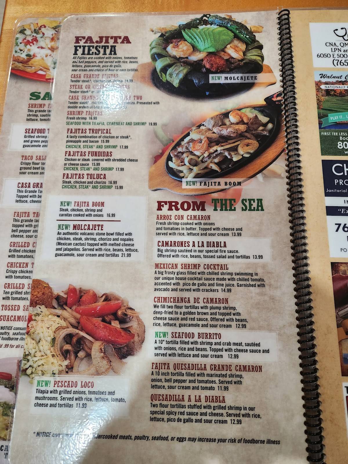Menu at Casa Grande Mexican Grill & Bar, Gas City