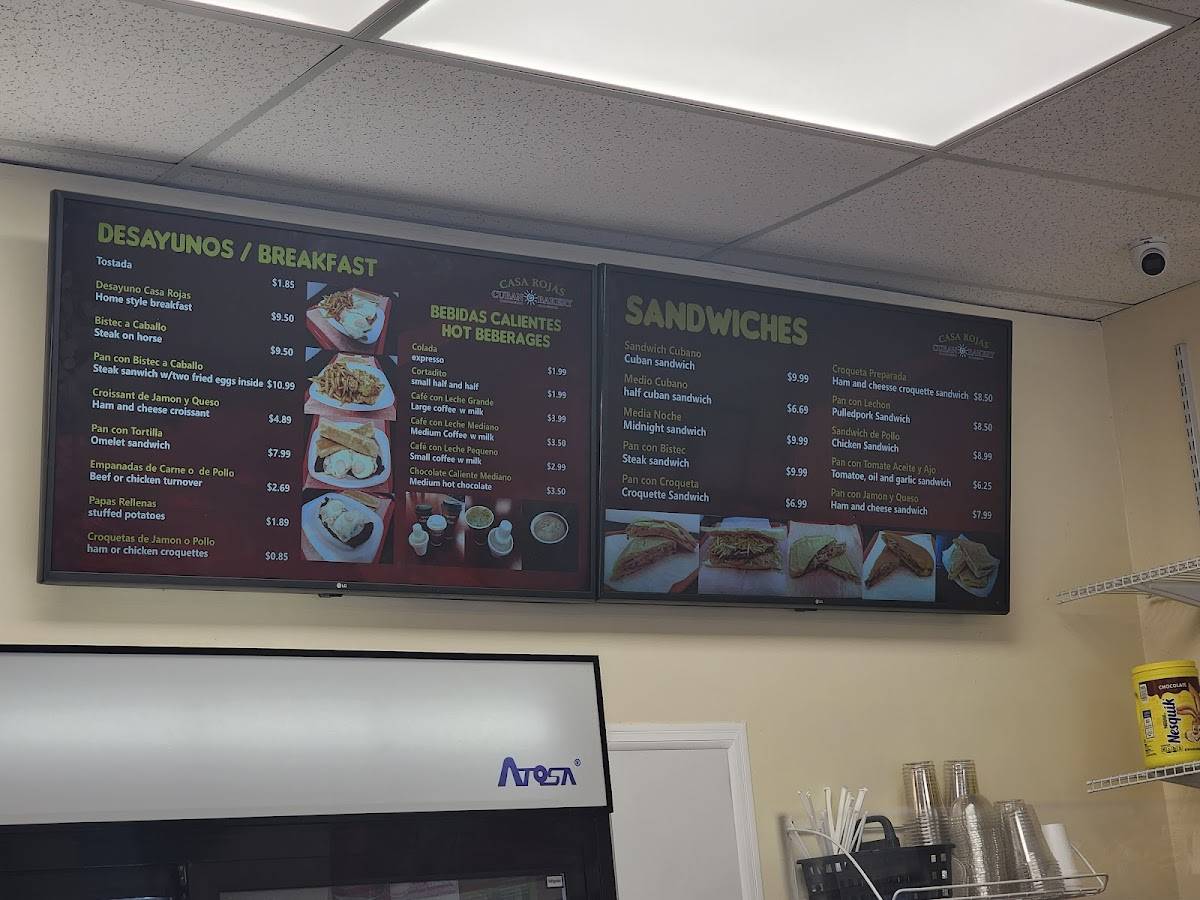 Menu at Casa Rojas Cuban Bakery, Punta Gorda