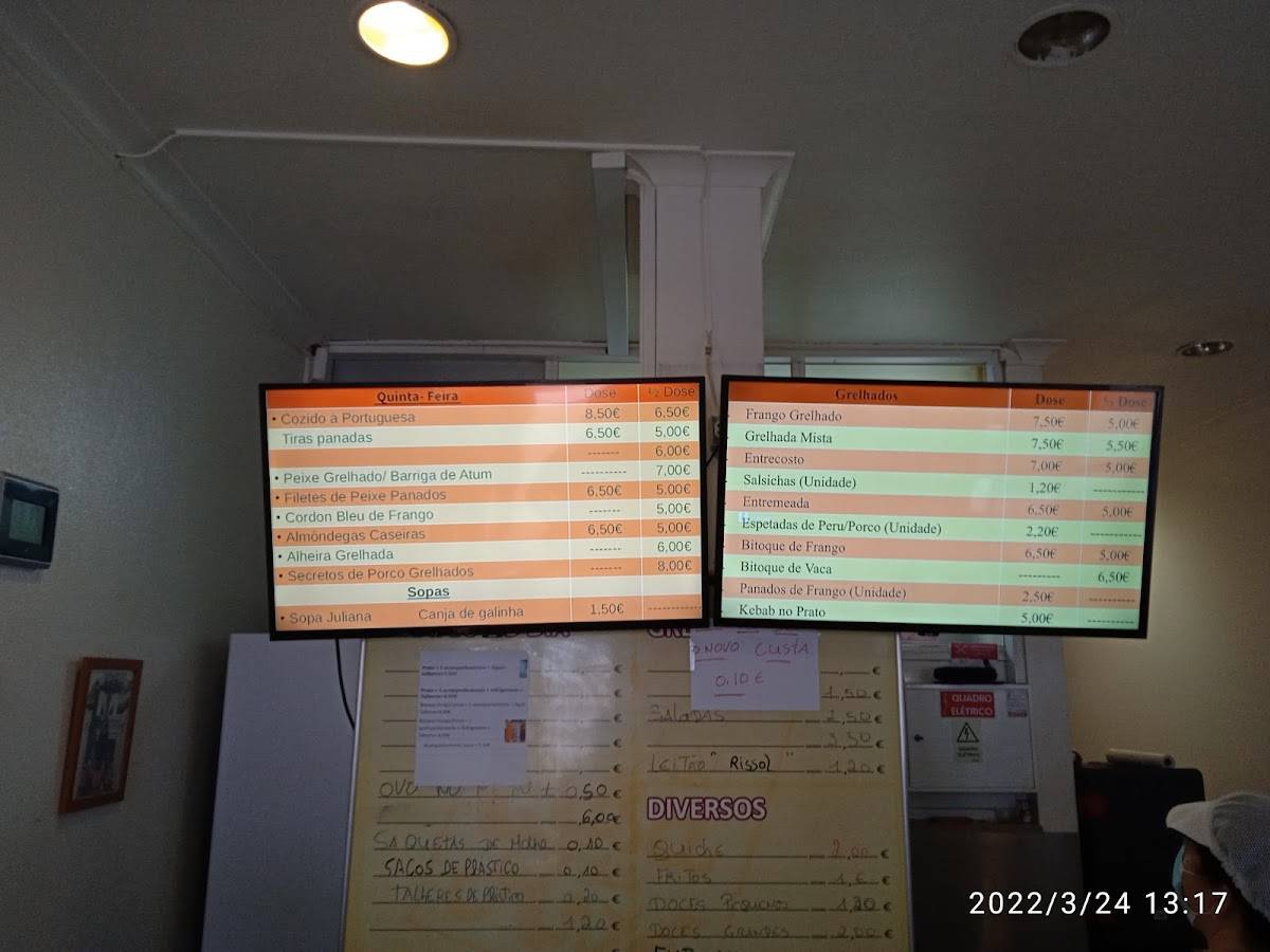 Menu at Casa da Avó restaurant, Tavira