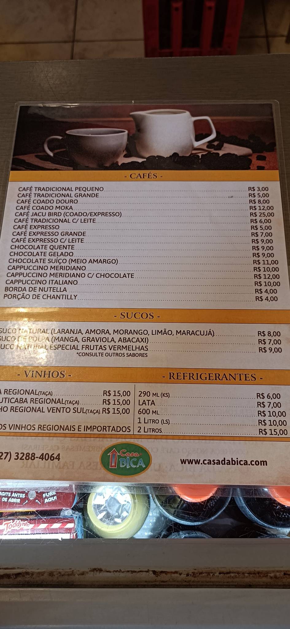 Menu em Casa da Bica restaurante, Brasil, Br 262