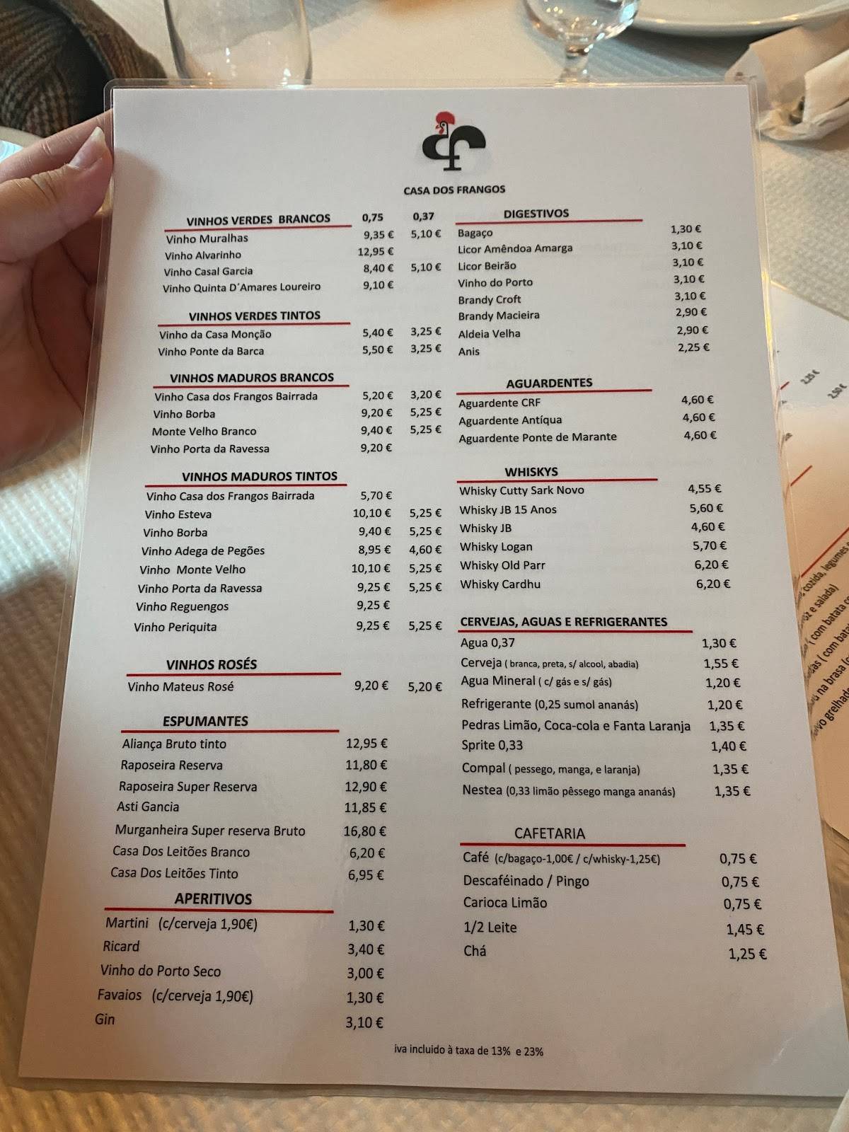 Menu em Casa dos Frangos restaurante, Povoa de Varzim, R. Gomes de ...