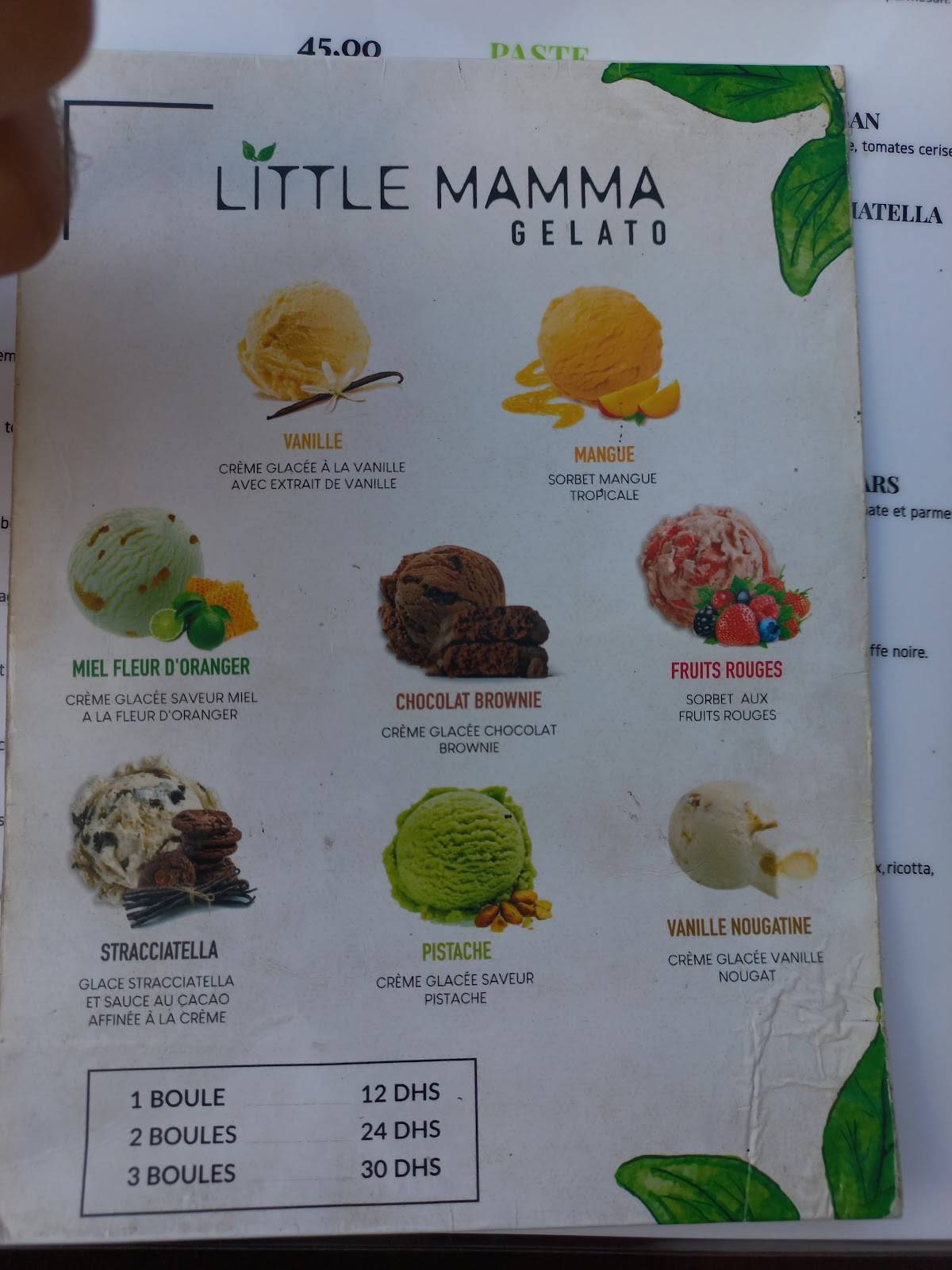 Menu at Big Nonna restaurant, Casablanca
