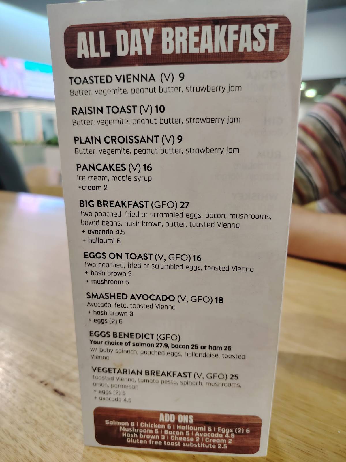 Menu at Castle Hill Cafe, Garbutt, Townsville Airport
