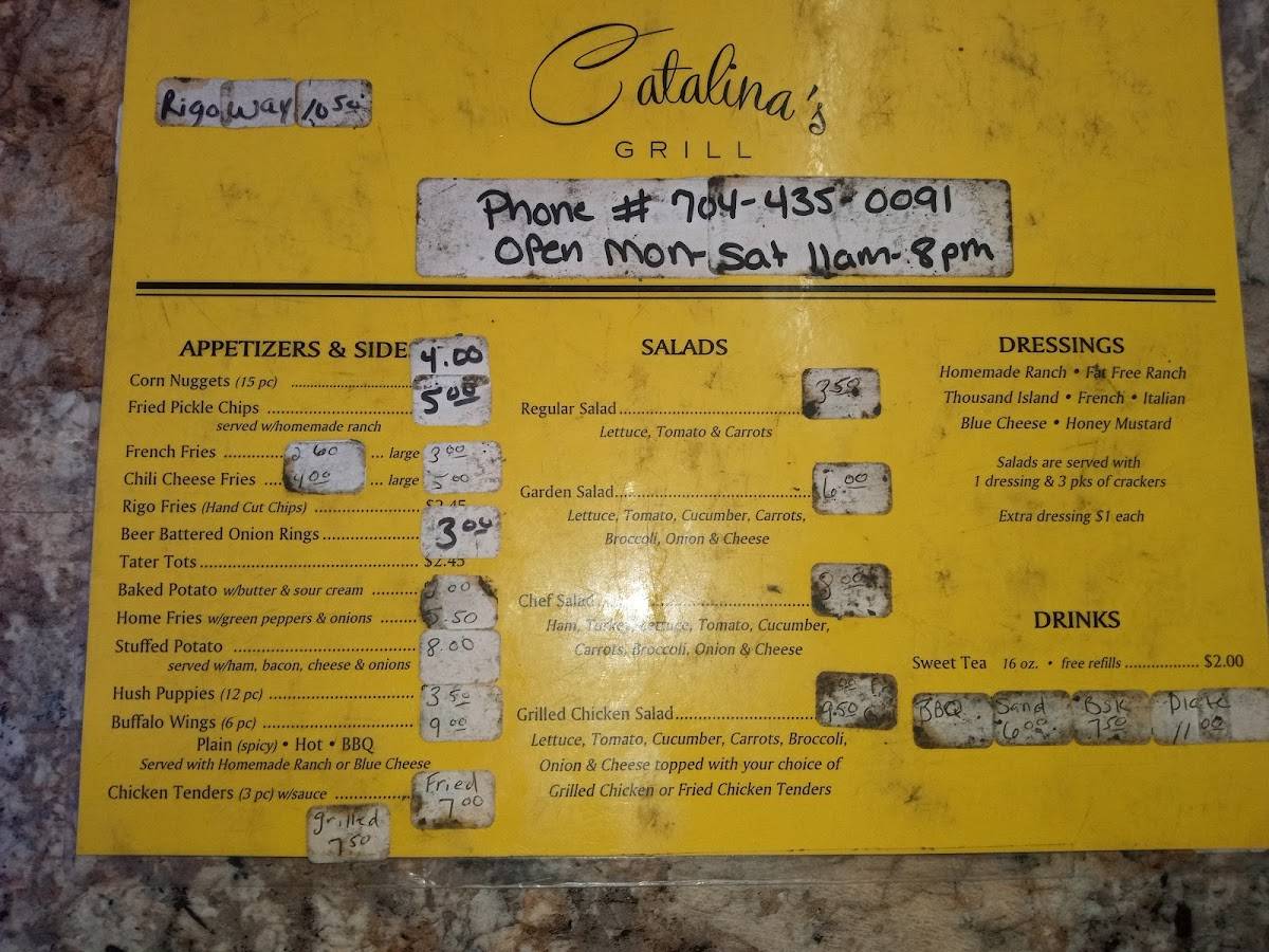 Menu at Catalina grill restaurant, Gastonia