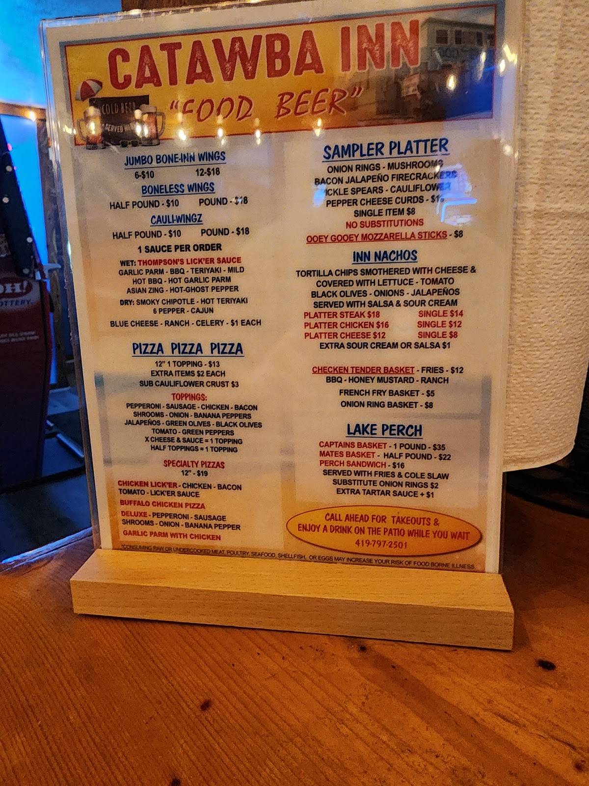 Menu at Catawba Inn pub & bar, Lakeside Marblehead