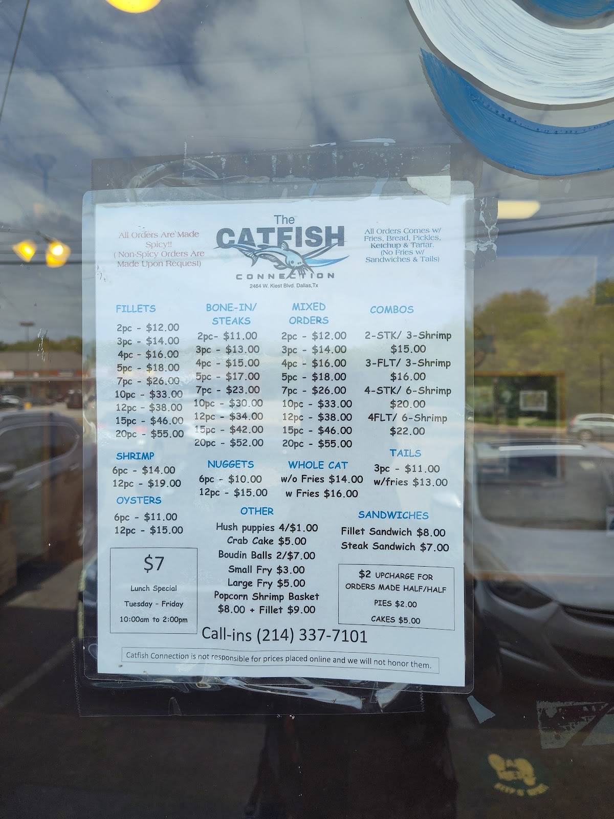Menu at Catfish Connection restaurant, Dallas, W Kiest Blvd