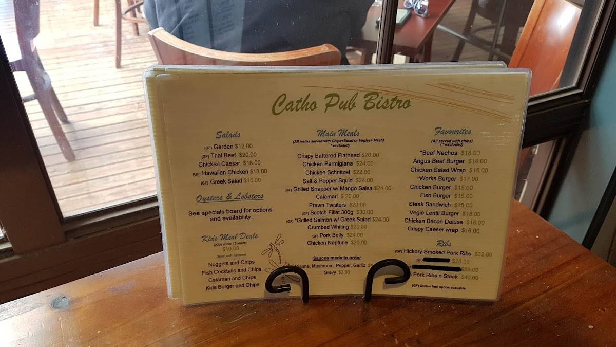 Menu at Catho Pub ("Catherine Hill Bay Hotel"), Catherine Hill Bay