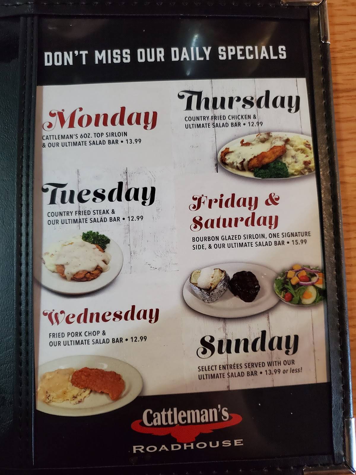 Menu at Cattleman's Roadhouse steakhouse, New Albany