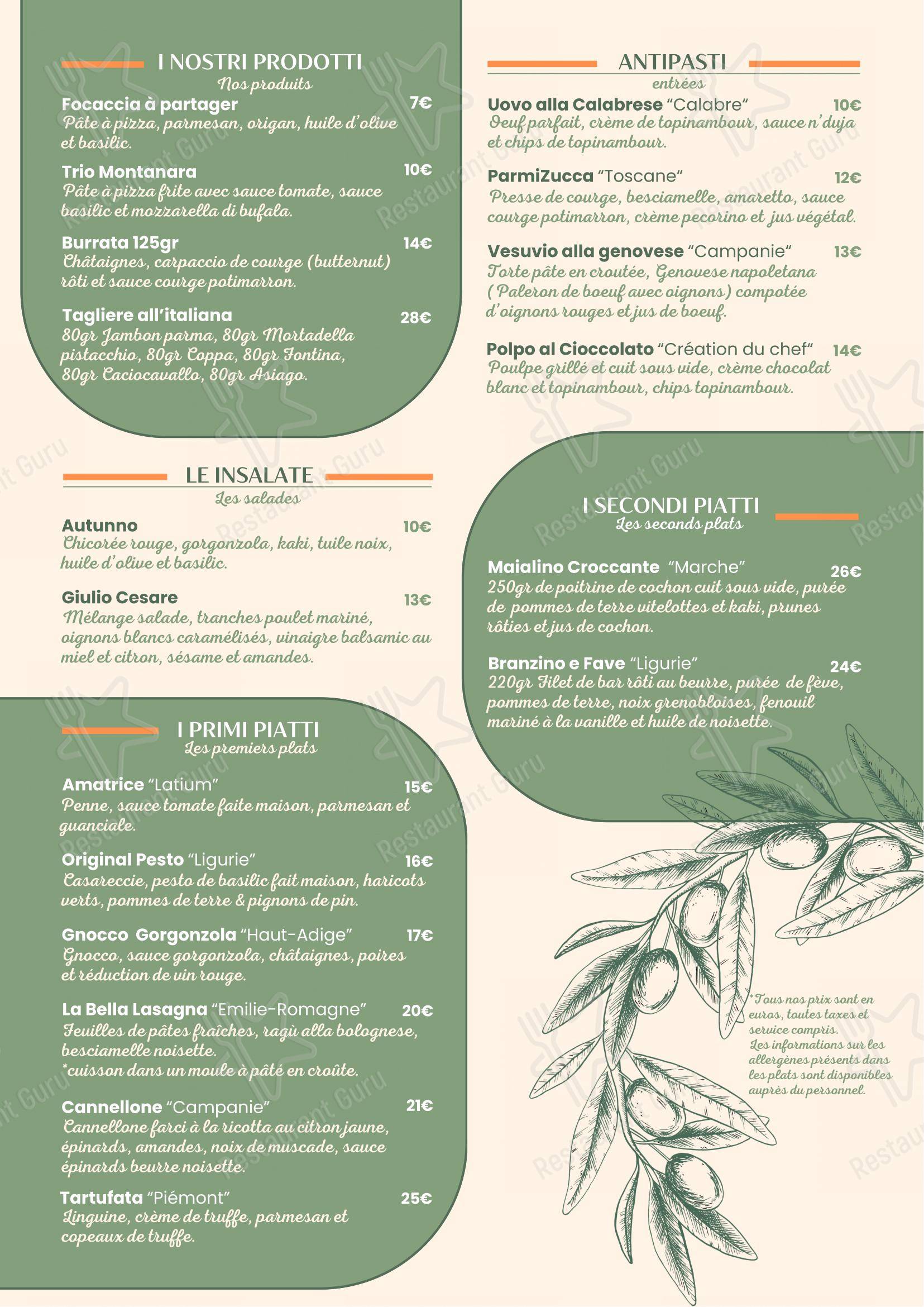 Menu au Cavallo Restaurant, Lyon