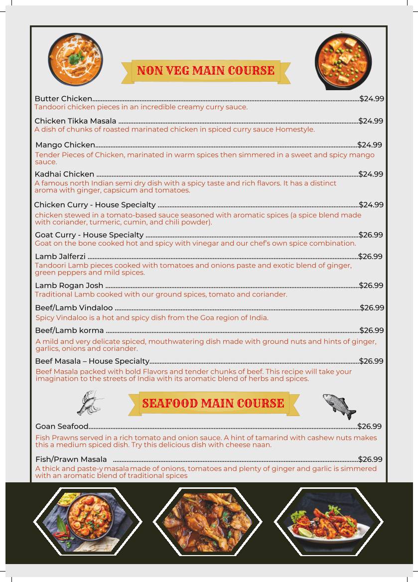 Menu at The Silver Oak Indian Restaurant & Cafe, Herne Hill