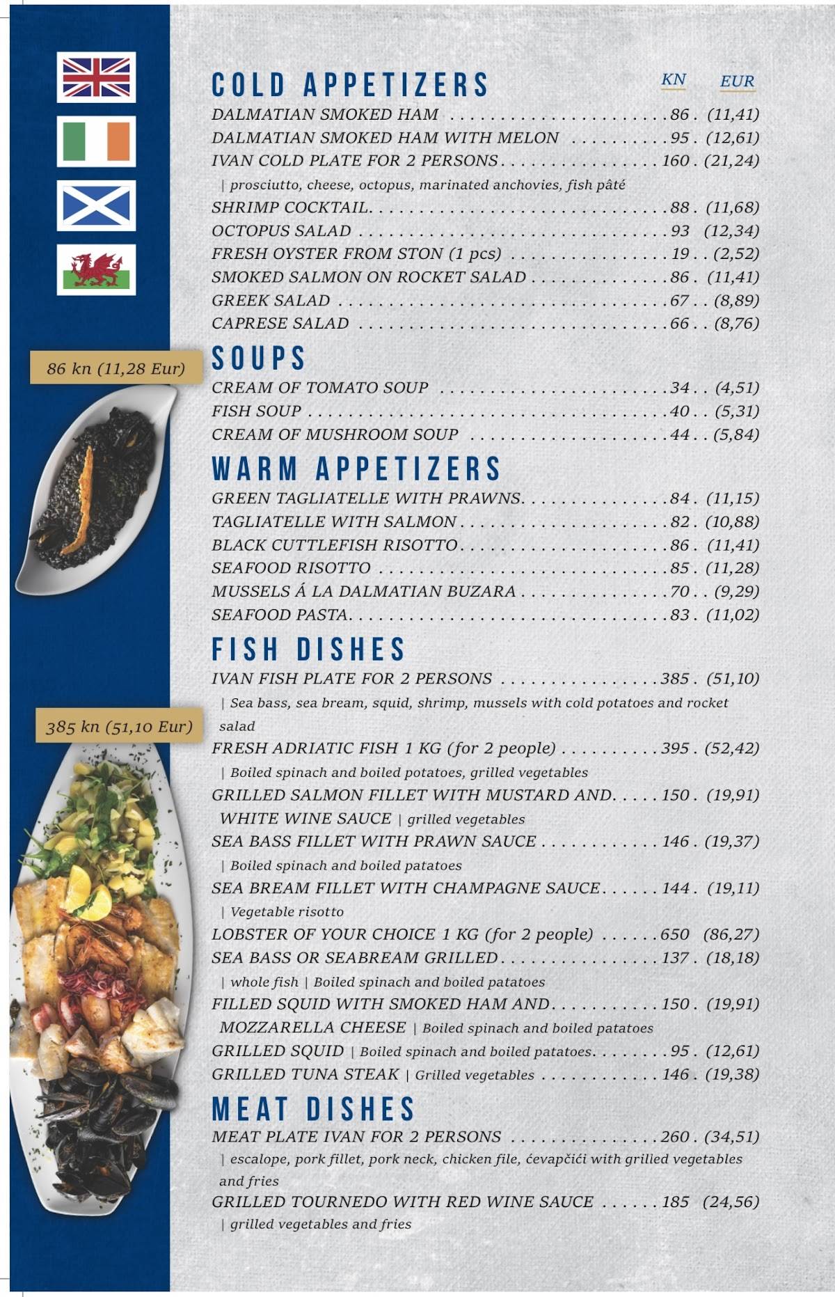 Carta de Ivan Restaurant, Cavtat