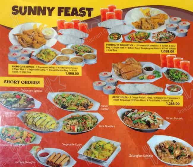 Menu at Sunburst Fried Chicken restaurant, Cebu City, Ayala Center