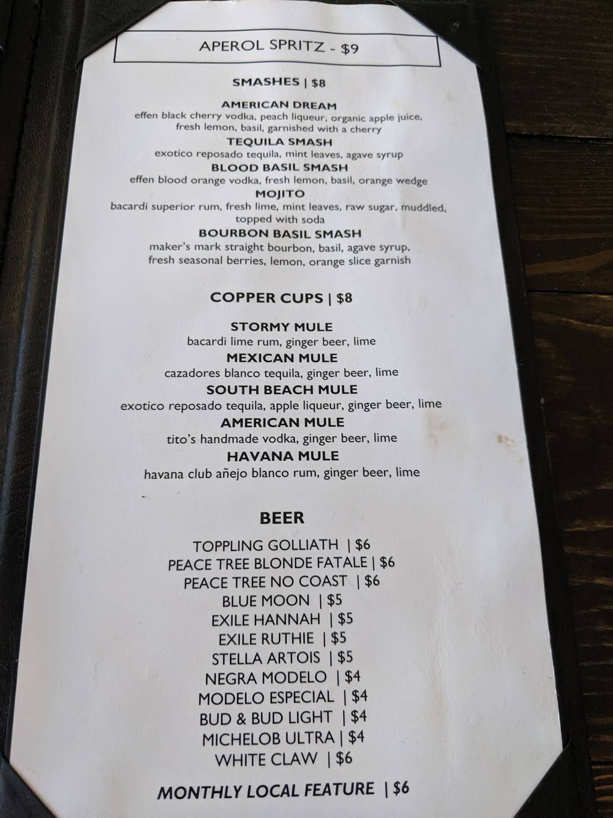 Menu at Ceviche Bar, Des Moines