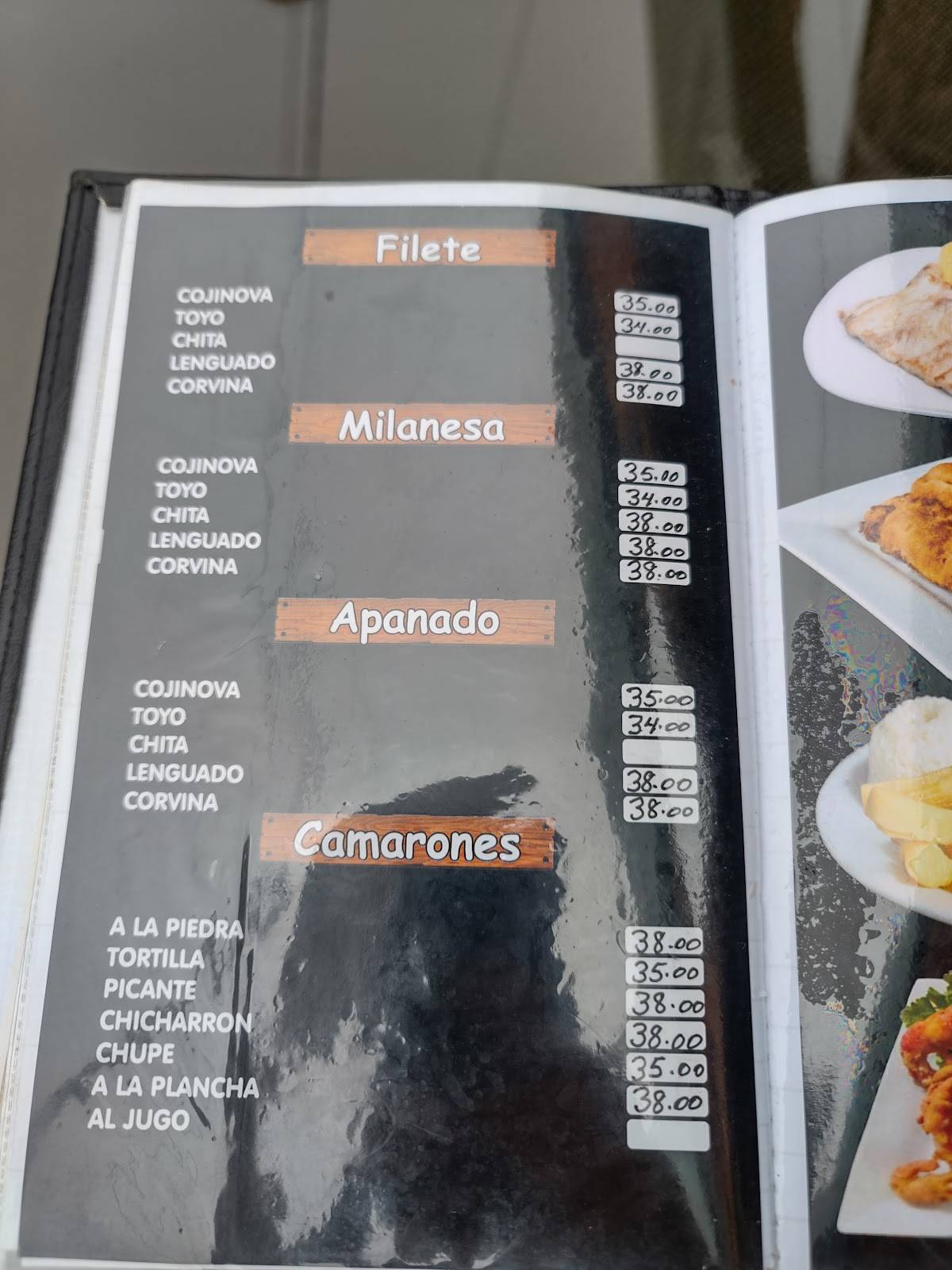 Menu at Cevicheria Milagros restaurant, Cerro Azul District