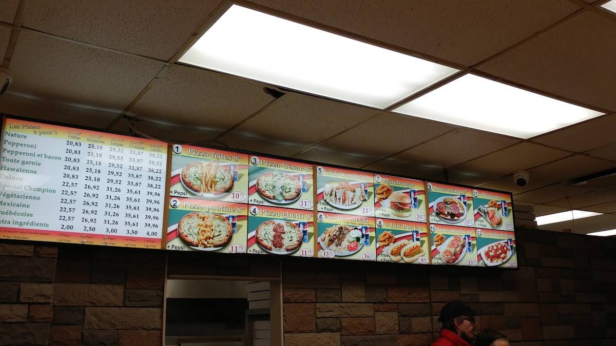 Menu au Champion Pizza pizzeria, Joliette