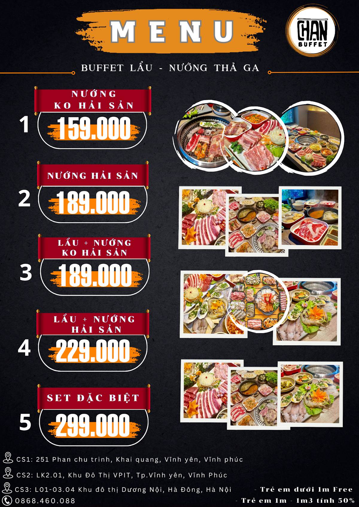 Menu at Chạn Buffet Vĩnh Yên restaurant, Vinh Yen