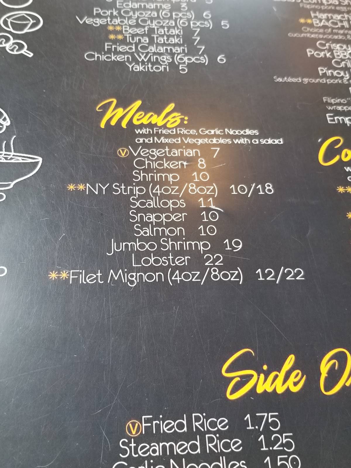 Menu at BACHI restaurant, Charlotte, W Mallard Creek Church Rd #200