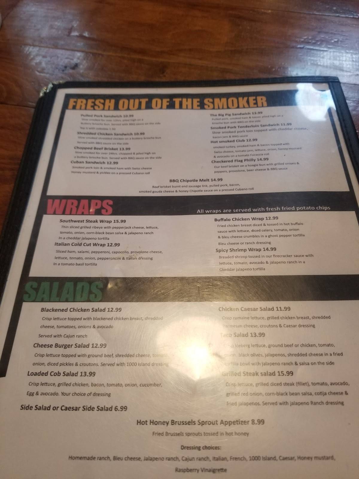 Menu at Checkered Flag Tavern pub & bar, Indianapolis