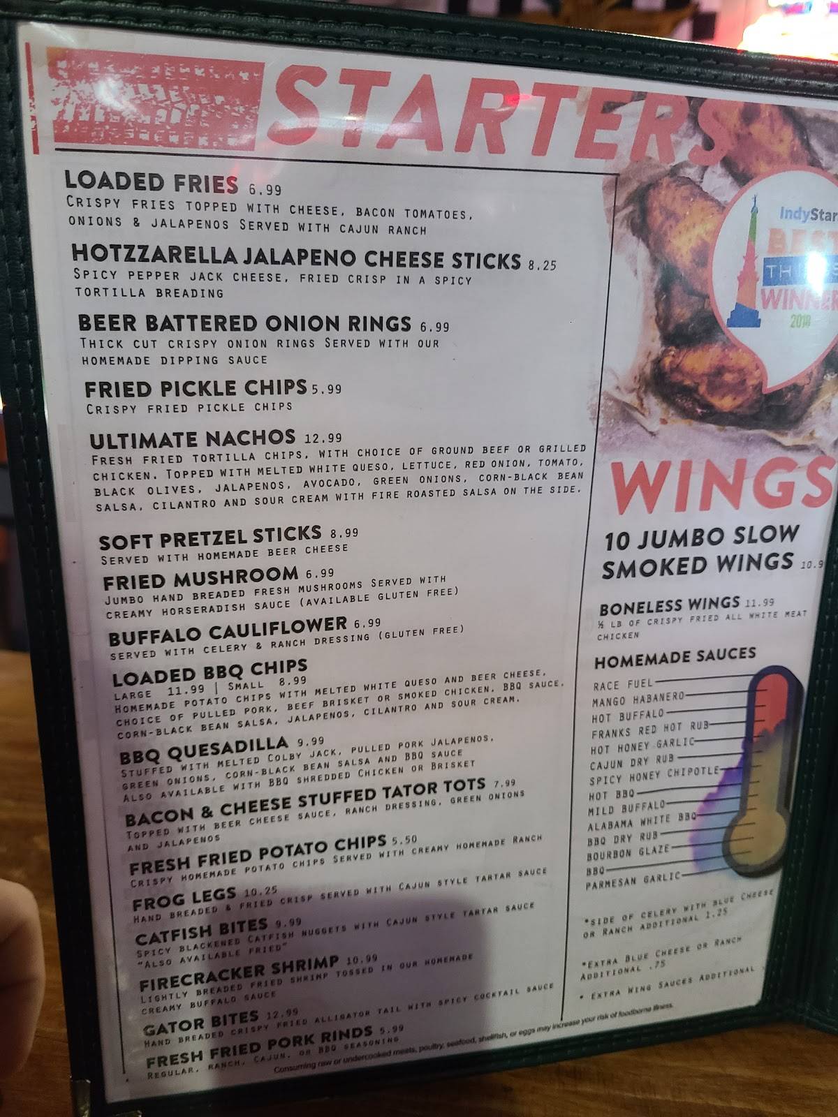 Menu at Checkered Flag Tavern pub & bar, Indianapolis