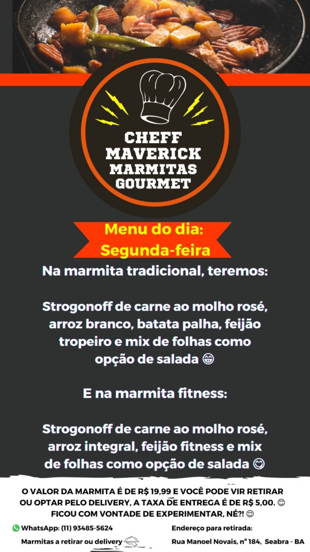 Menu at Cheff Maverick Marmitas Gourmet restaurant, Seabra
