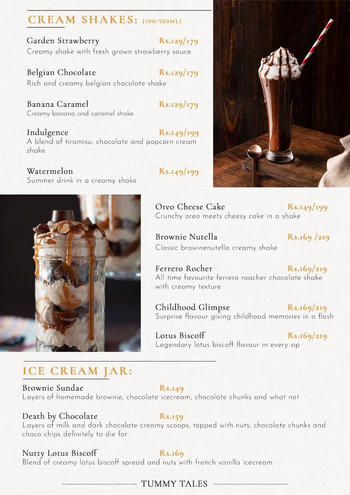 Menu at Tummy Tales, Chennai