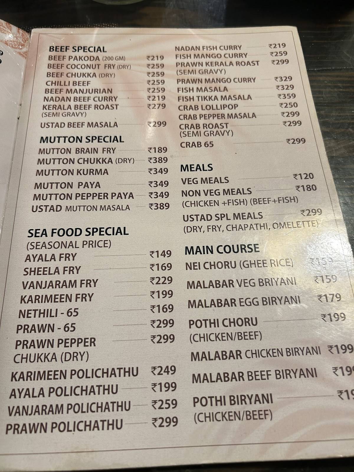 Menu at USTAD HOTEL, Chennai, 5