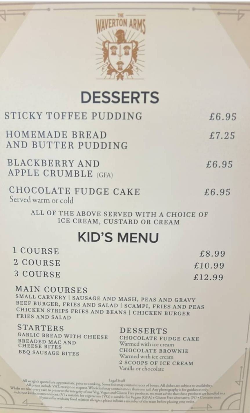 Menu at The Black Dog pub & bar, Chester