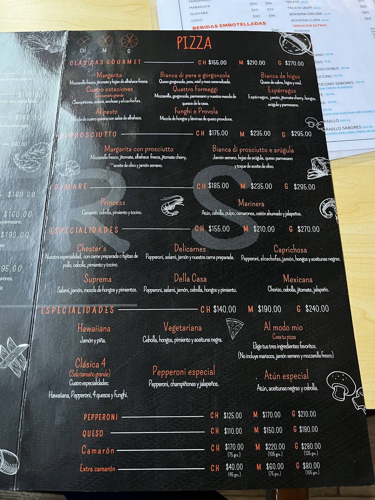 Carta del restaurante Chester's Pizza División Del Norte, Ciudad del ...