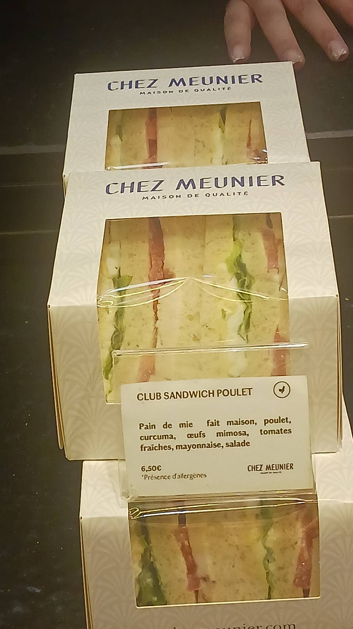 Menu at Chez Meunier restaurant, Paris, 18 Rue Rambuteau