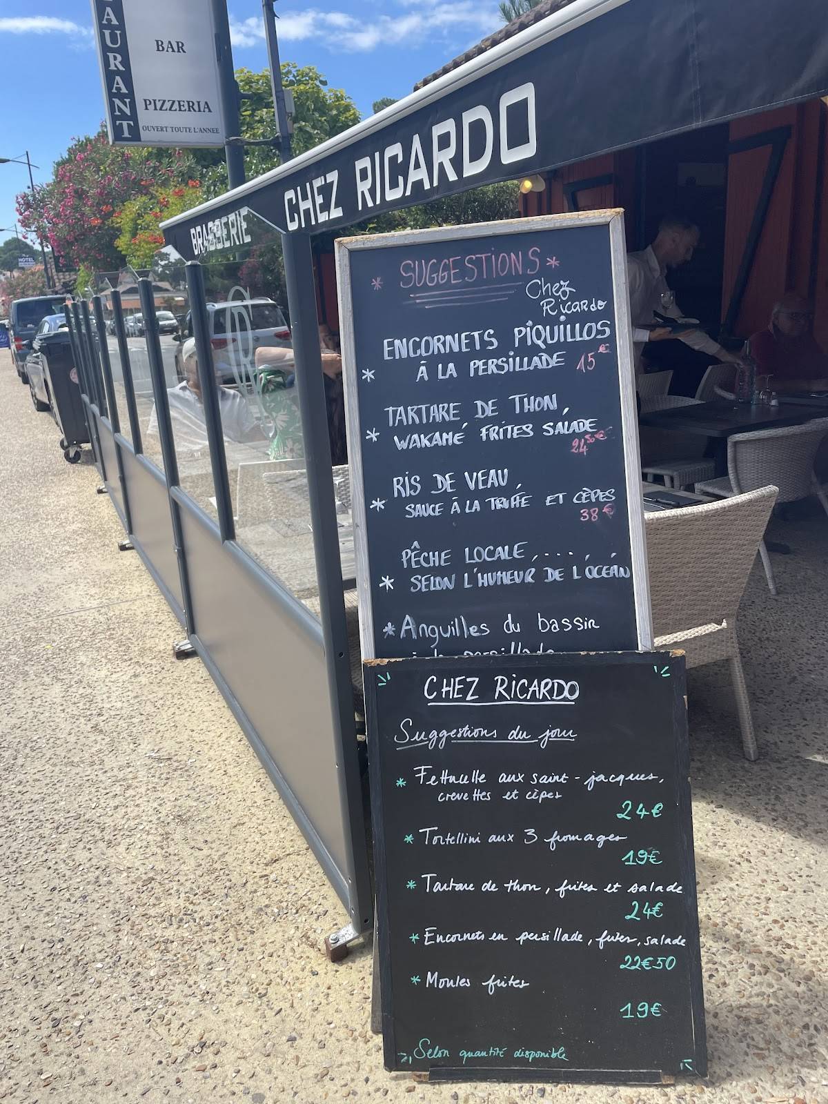 Menu au Chez Ricardo restaurant, Lège-Cap-Ferret, 143 Rte du Cap Ferret
