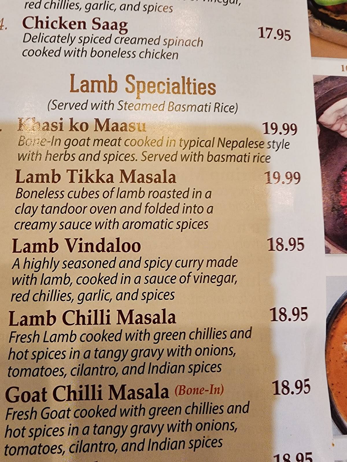 Menu at Chicago Curry House (Indian - Nepalese Cuisine) restaurant ...