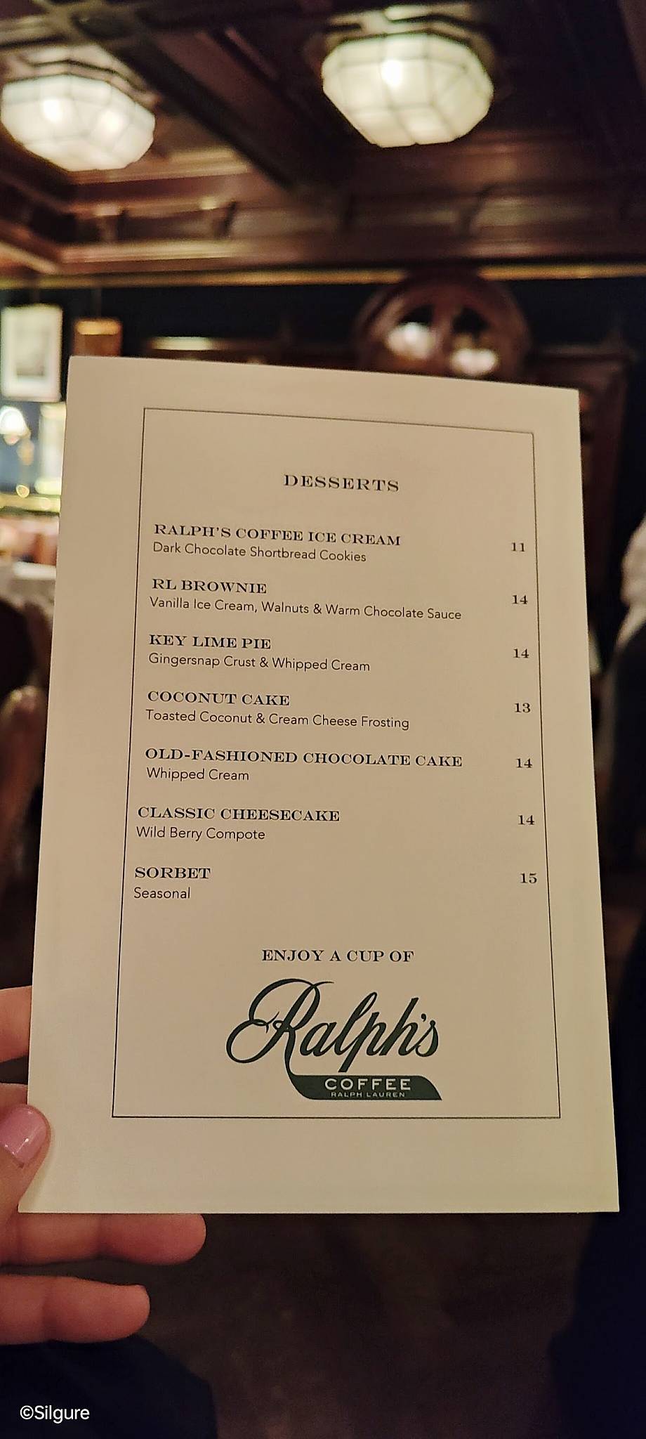 Menu at RL Restaurant, Chicago, 115 E Chicago Ave