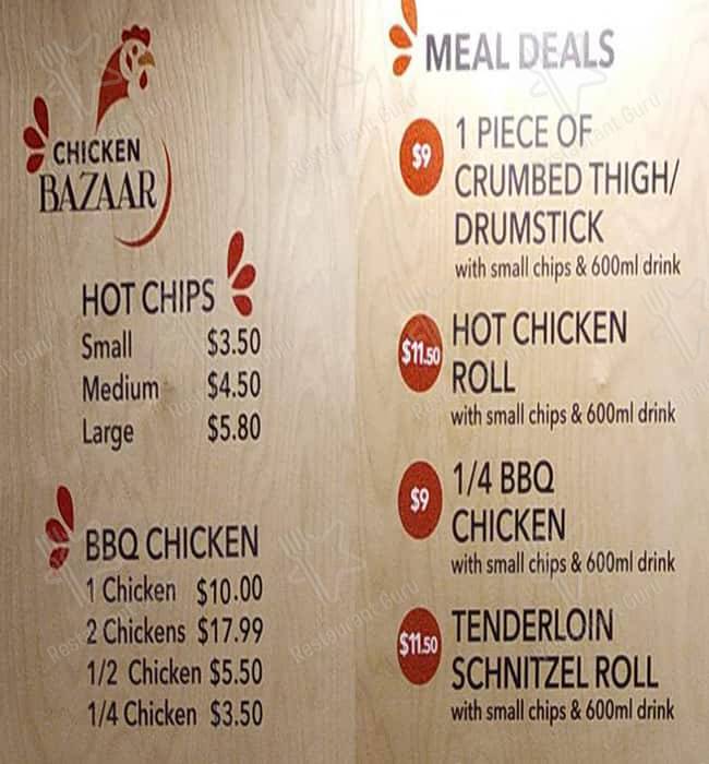 Menu at Chicken Bazaar fast food, Bankstown