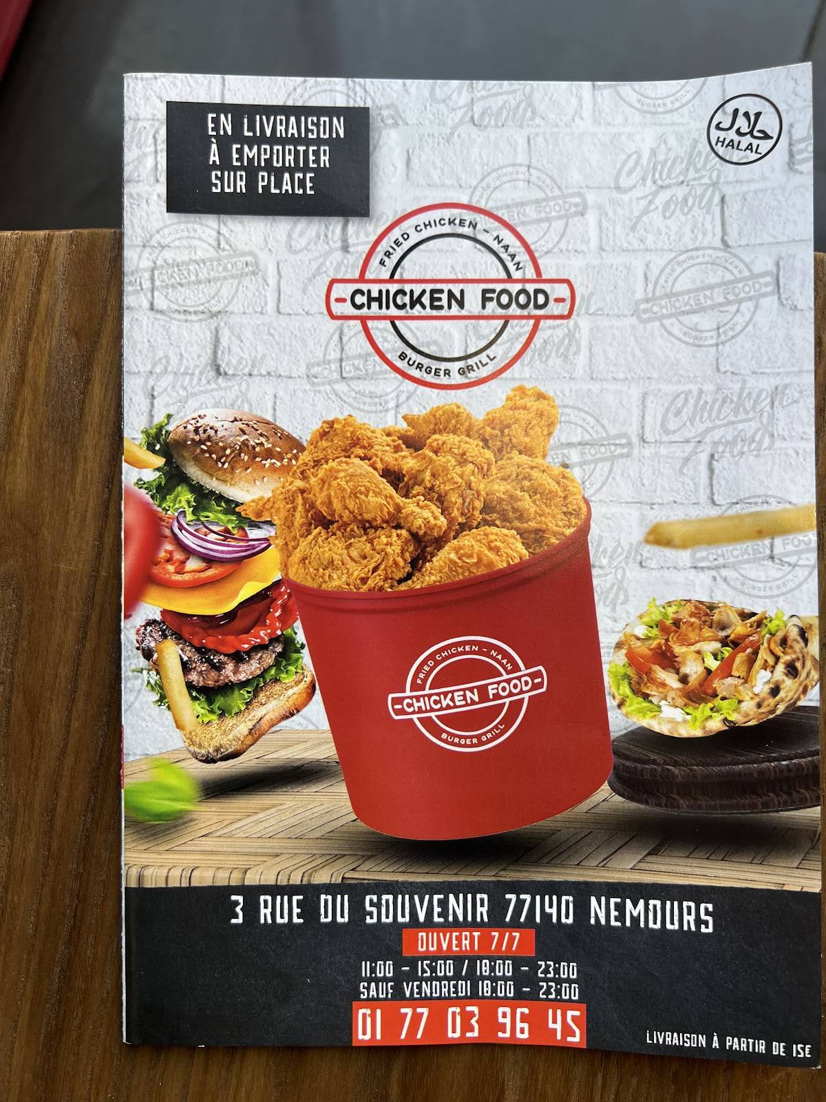 Menu au Chicken Food restaurant, Nemours