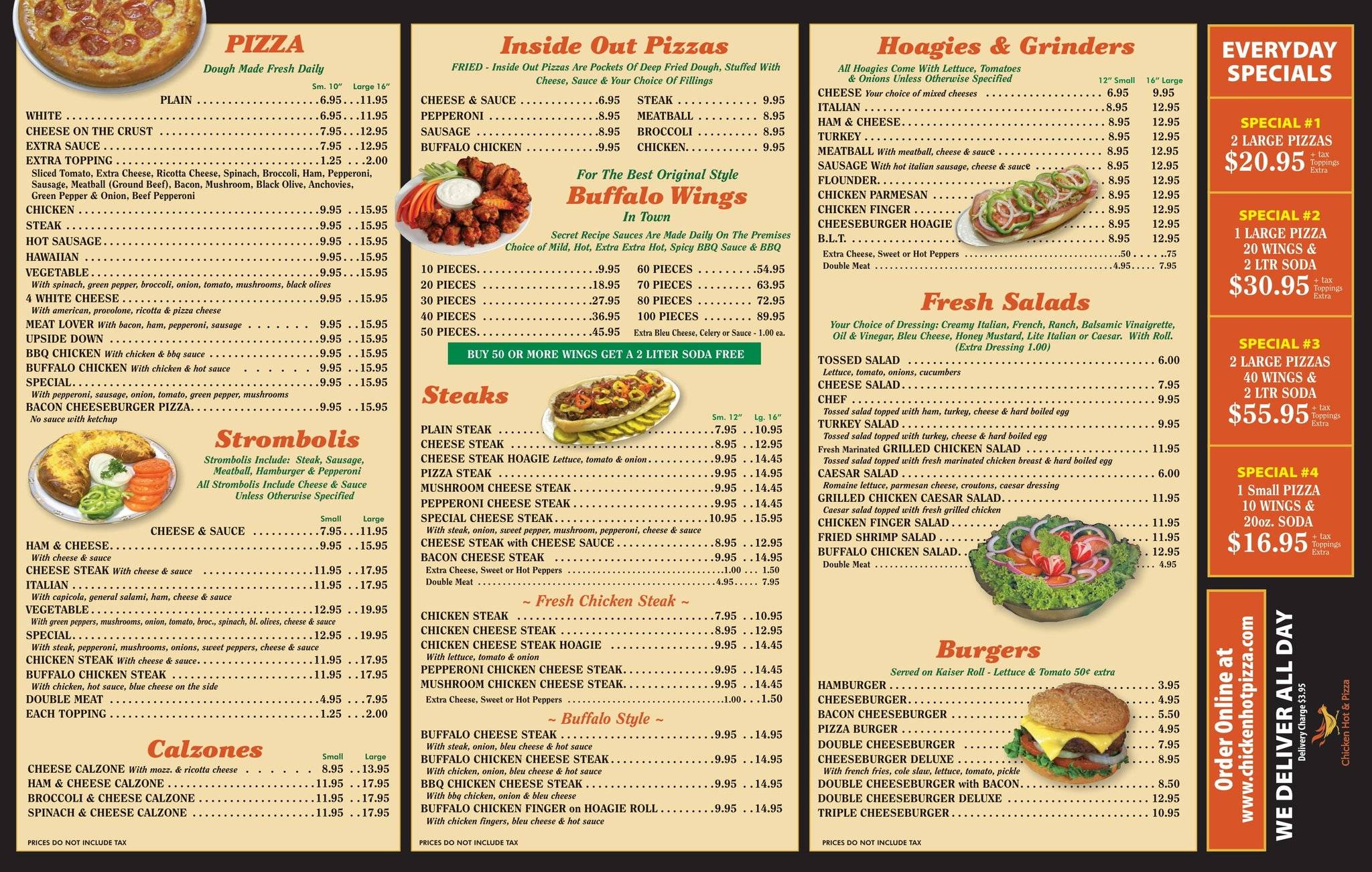 Menu at Chicken Hot & Pizza pizzeria, Marcus Hook