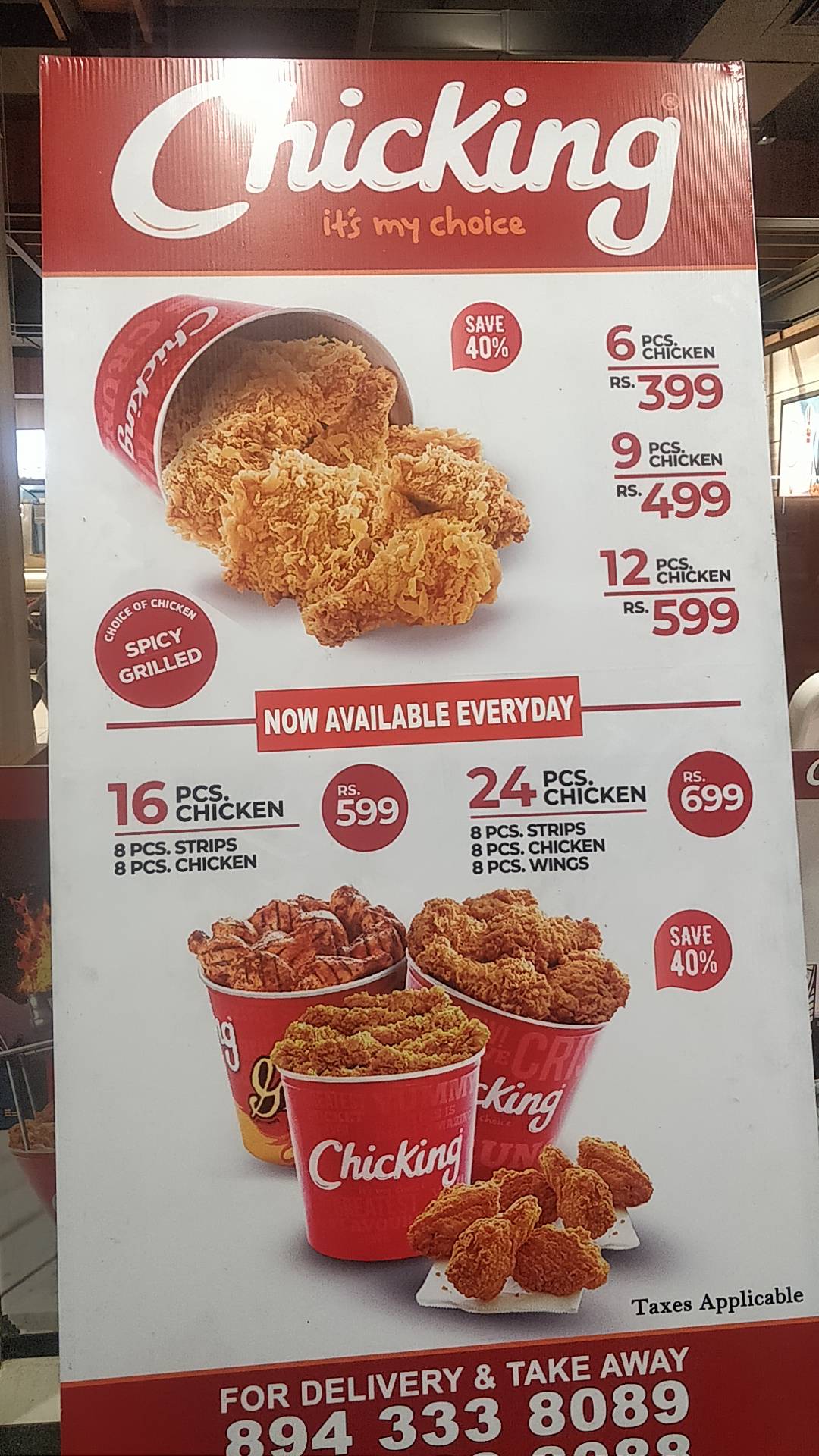 Menu at Chicking, Kondotty