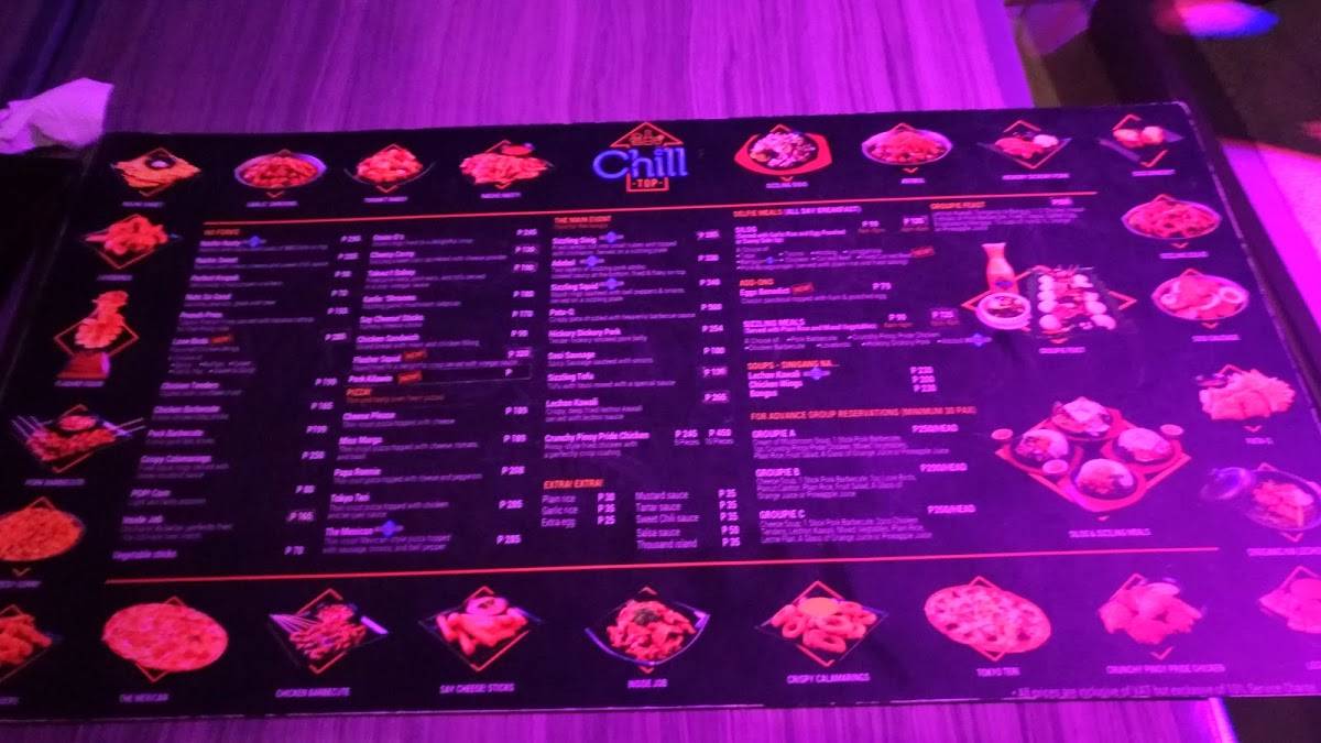 Menu at Chill Top pub & bar, Quezon City, Circulo Verde