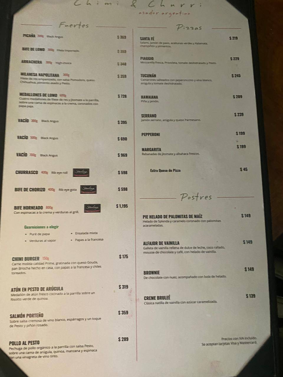 Carta del restaurante Chimi & Churri - Asador Argentino, Zapopan