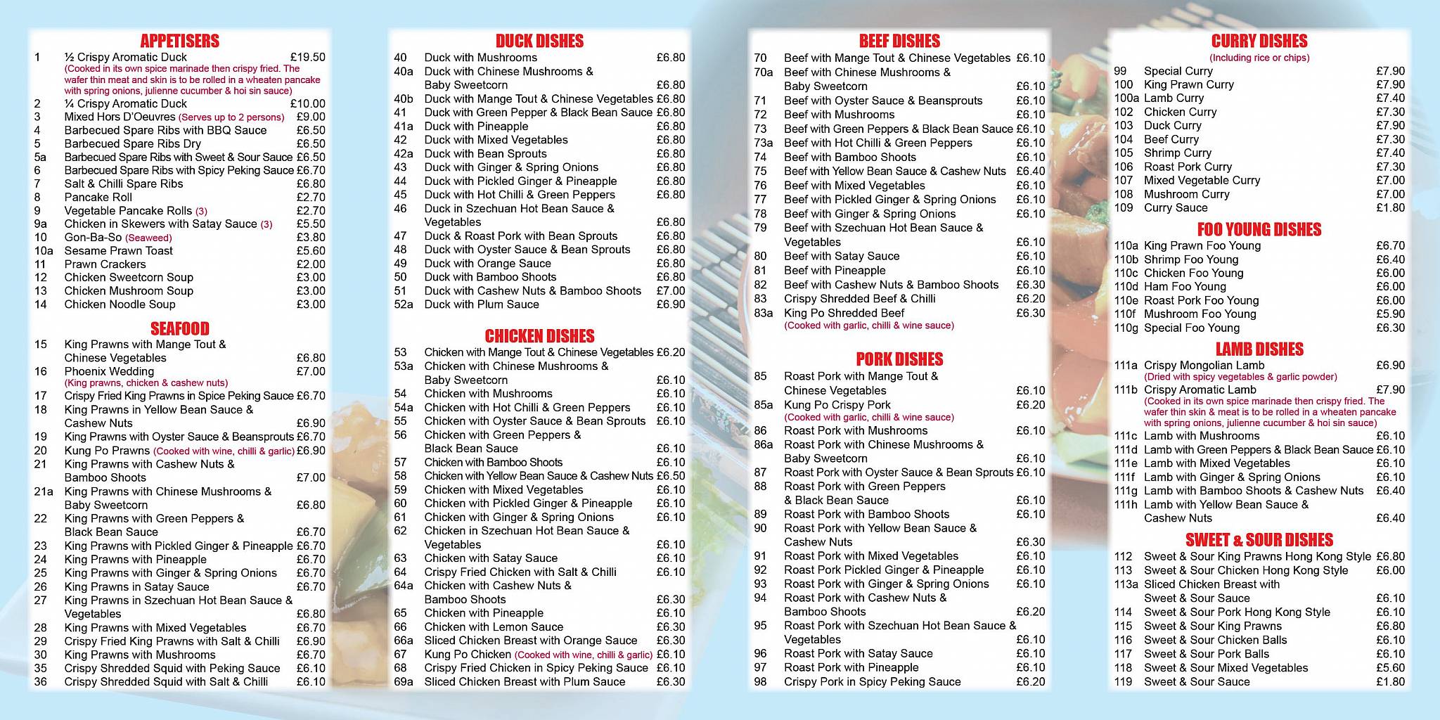 Menu at China Chef fast food, Ottery Saint Mary